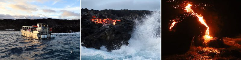 Lava Boat Tour - A boat trip to Ocean Entry on Big Island (USA)
