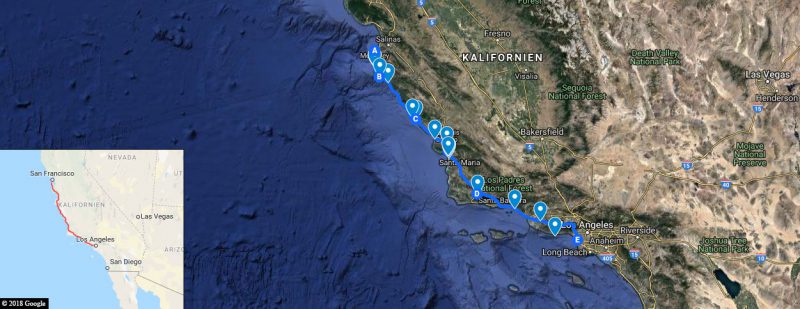 Highway 1 between Monterey and Los Angeles (USA)